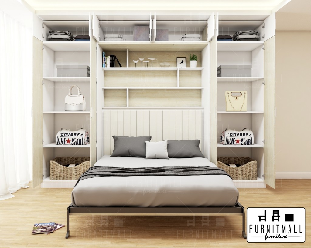 Wallbed 5 ฟุต พร้อมตู้หัวเตียง – เฟอร์นิเจอร์และของตกแต่งบ้านออนไลน์ by FURNITMALL