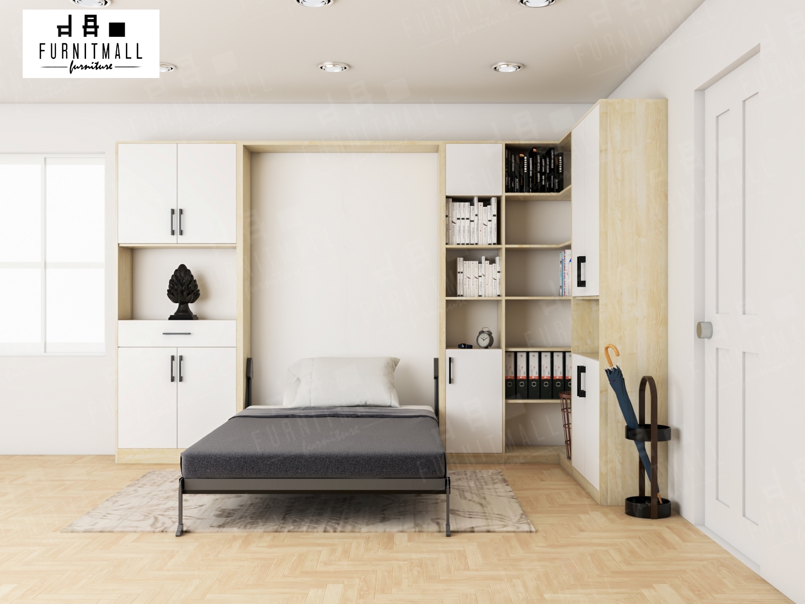 Wallbed 5 ฟุต พร้อมตู้เข้ามุมตัว L – เฟอร์นิเจอร์และของตกแต่งบ้านออนไลน์ by FURNITMALL