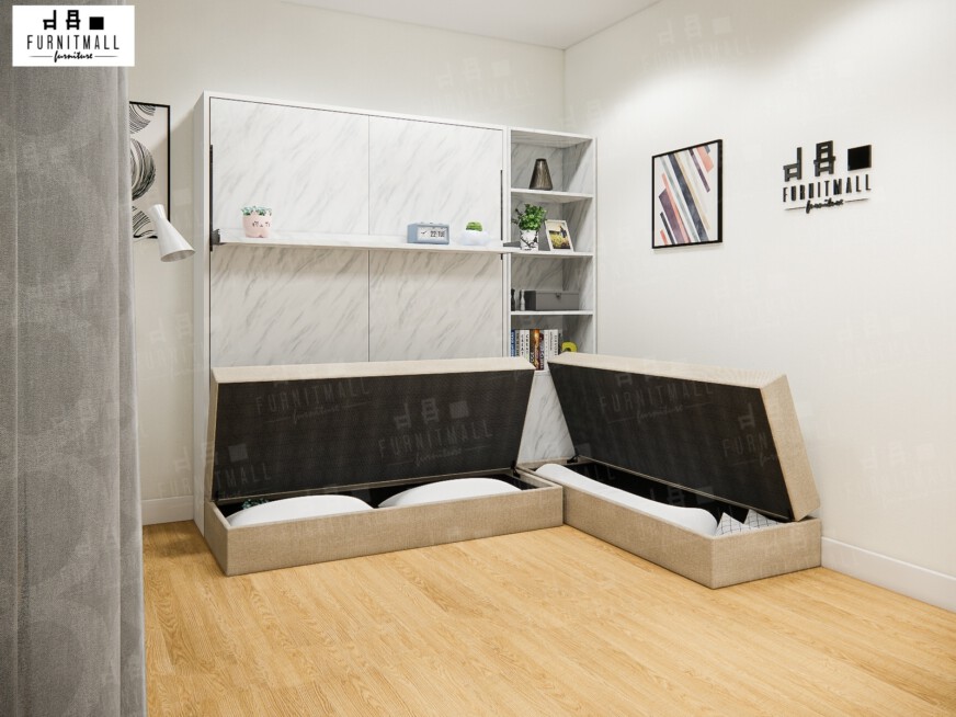 เตียงพับ Wallbed 5 ฟุตพร้อมตู้เก็บของ+โซฟาแอล – เฟอร์นิเจอร์และของตกแต่งบ้านออนไลน์ by FURNITMALL